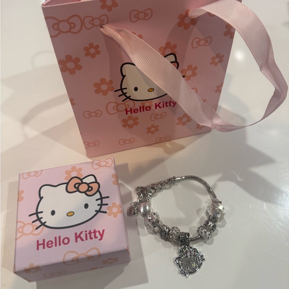 Jewelry | Hello Kitty Silver Charm Bracelet With Gift Box And Bag ...